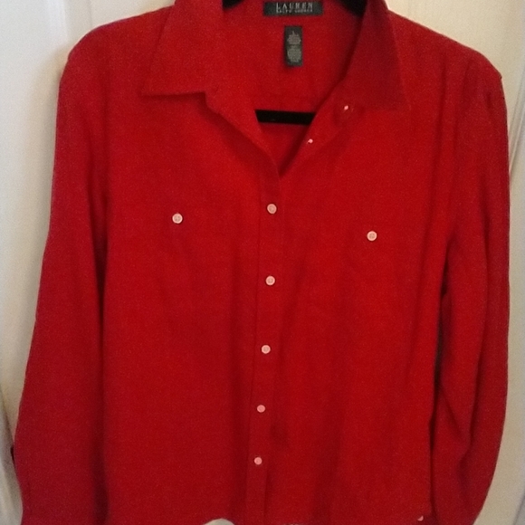 Lauren Ralph Lauren | Tops | Ralph Lauren Red Linen Shirt | Poshmark
